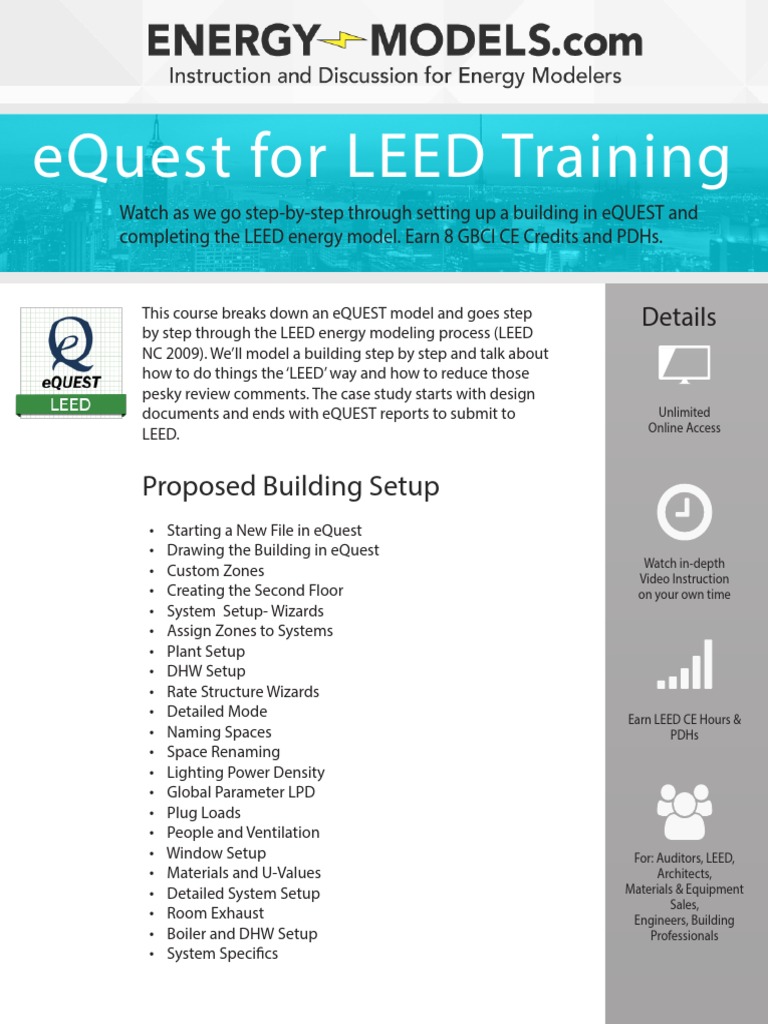 Equest For Leed Training: Proposed Building Setup | PDF | Leadership In ...
