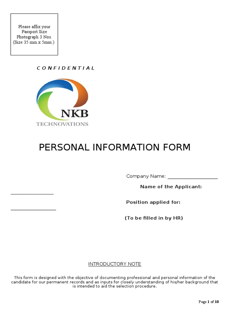 Employment Application Form NKB | PDF | Identity Document | Business