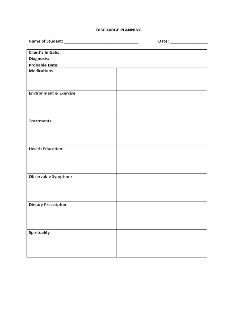 Discharge Plan Template | PDF