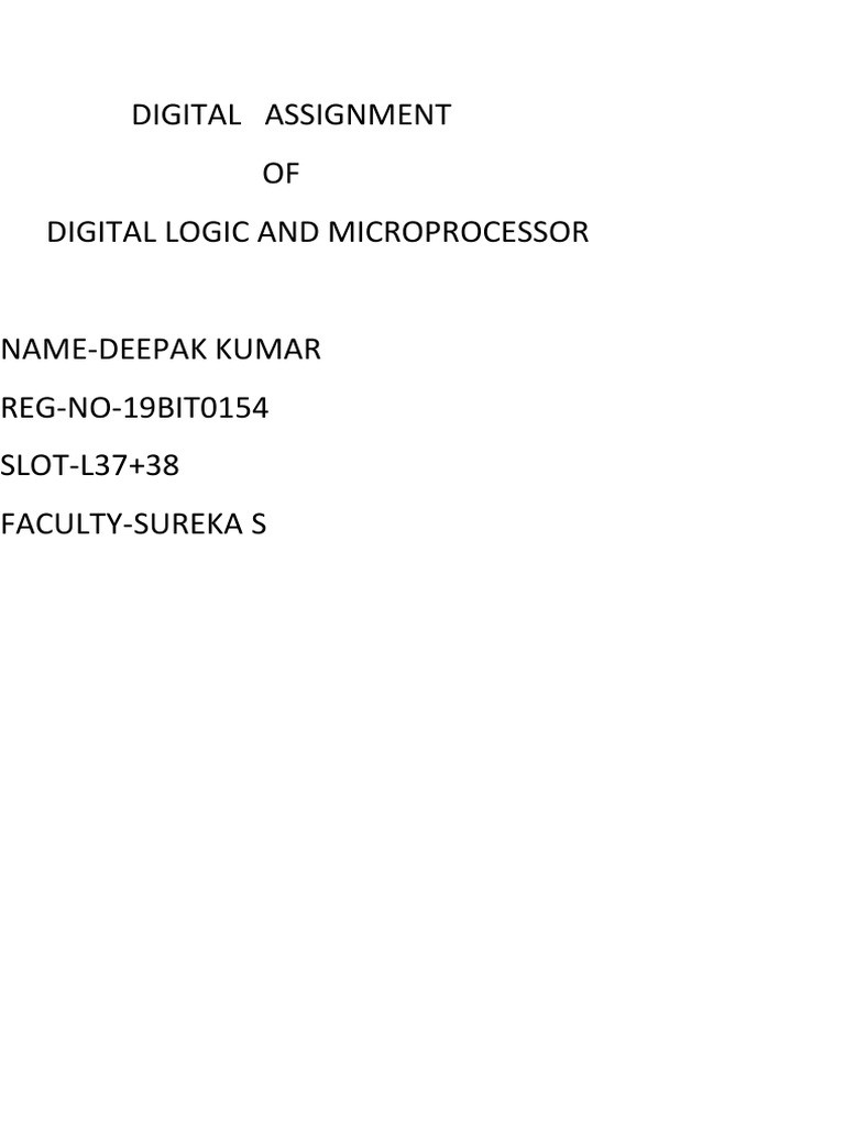 Digital Assignment OF Digital Logic and Microprocessor | PDF