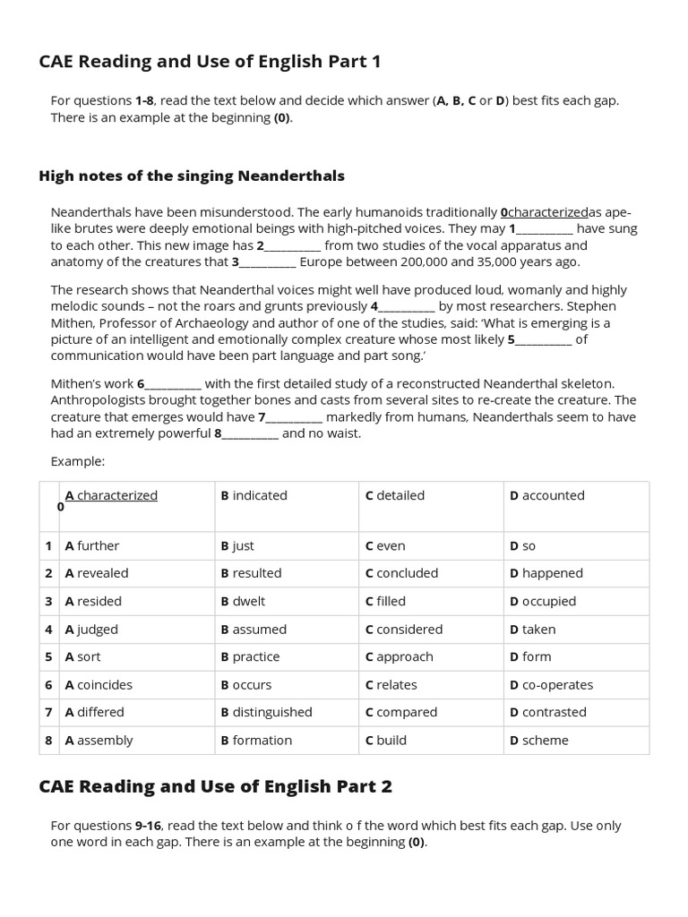 CAE Reading and Use of English Practice Test 4 Printable - EngExam ...