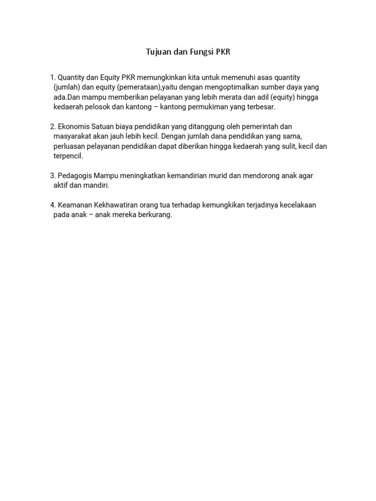 Tujuan Dan Fungsi PKR | PDF