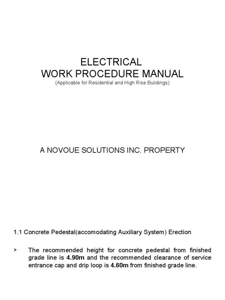 Electrical Work Procedure Manual: A Novoue Solutions Inc. Property | PDF | Polyvinyl Chloride | Wire