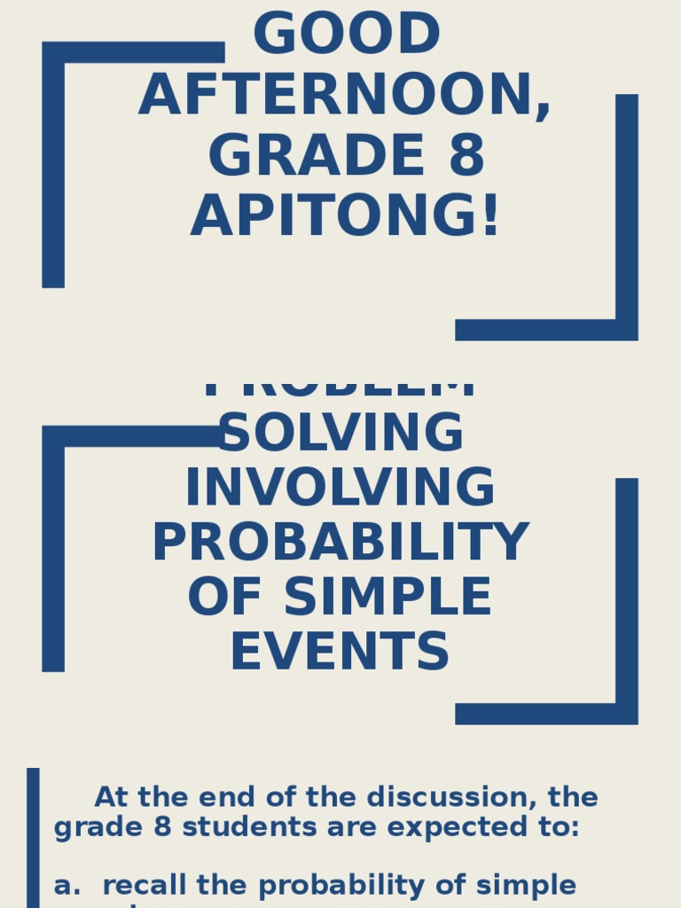 Problem Solving Involving Probability of Simple Events | PDF
