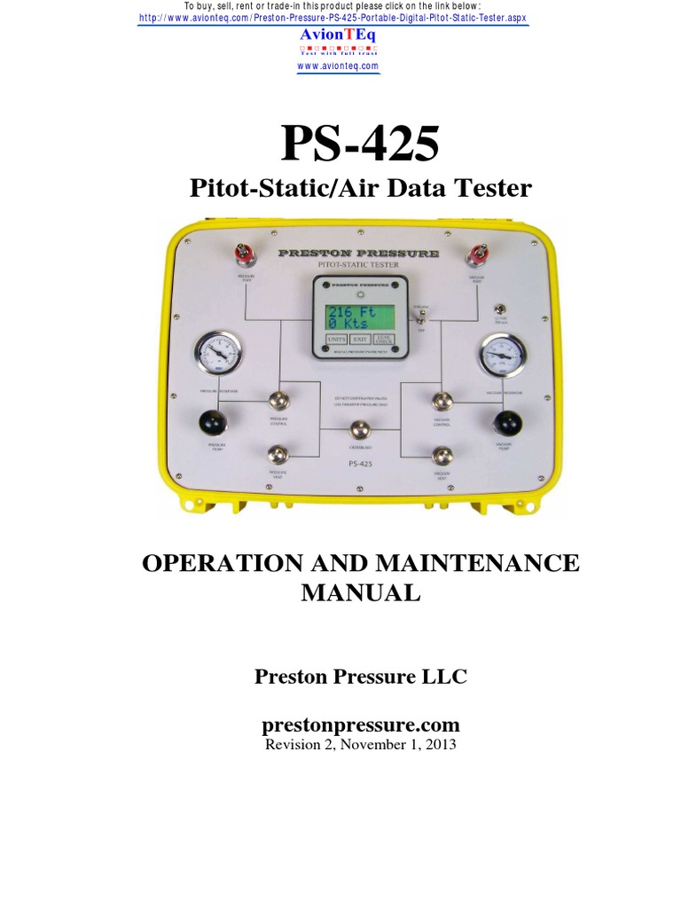 Preston Pressure PS 425 Operation and Maintenance Manual PDF | Download ...