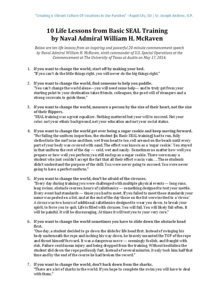 10 Life Lessons From Basic Seal Training by Naval Admiral William H ...