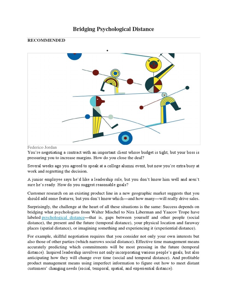 Bridging Psychological Distance: Recommended | PDF | Negotiation ...