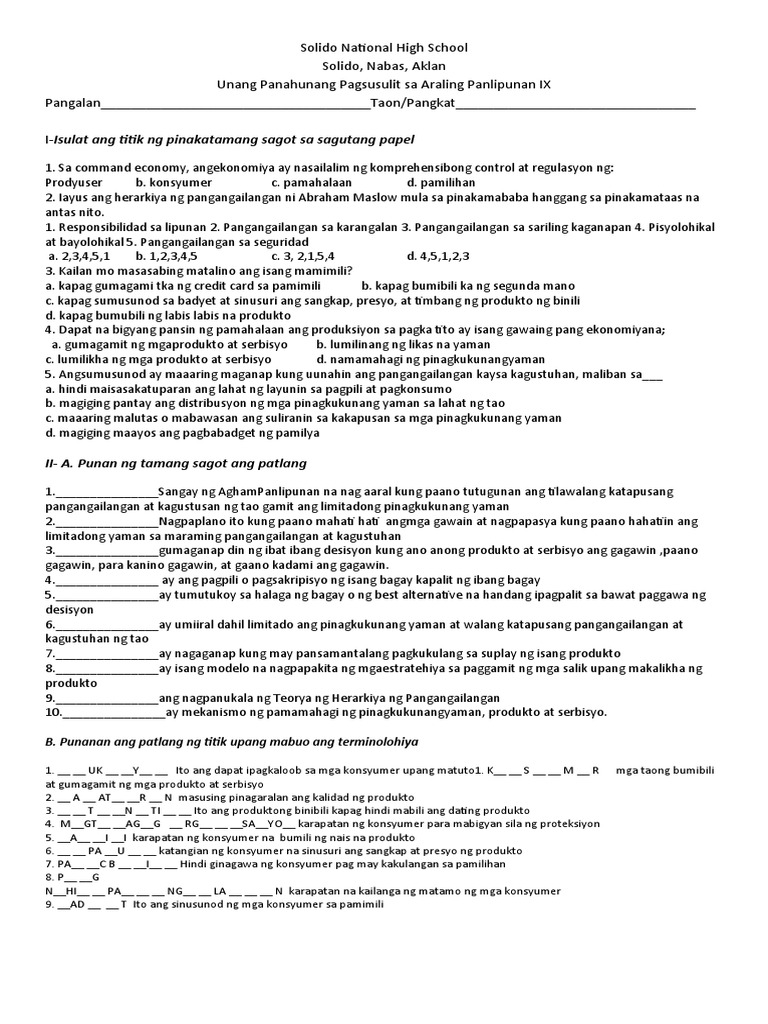 First Periodic Exam in Economics | PDF