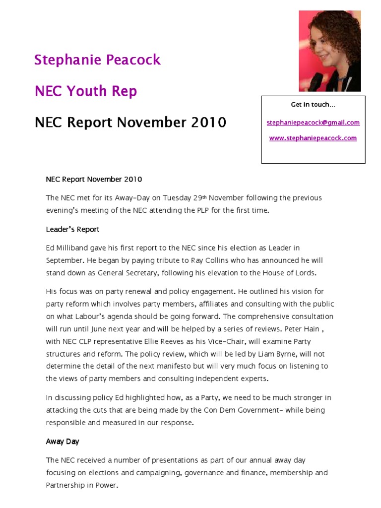 NEC Report November 2010 Summary | PDF | Religion & Spirituality