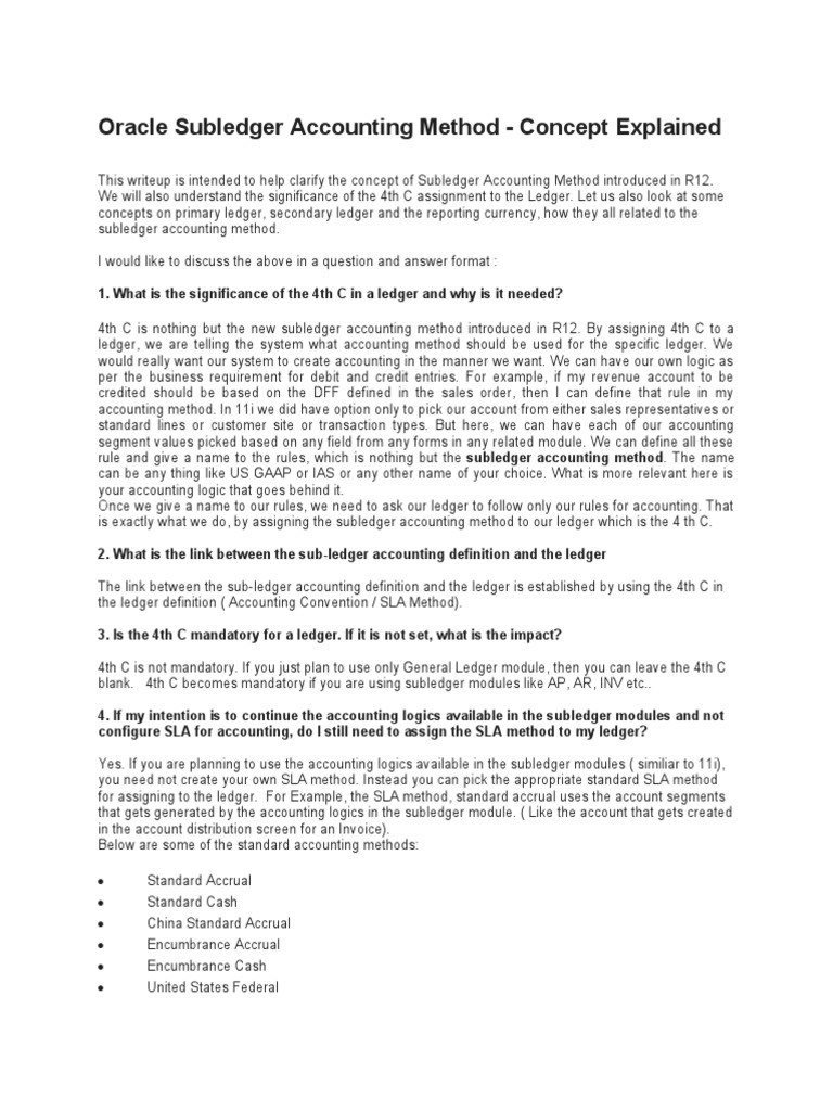 Oracle Subledger Accounting Method - Concept Explained | PDF | Debits ...