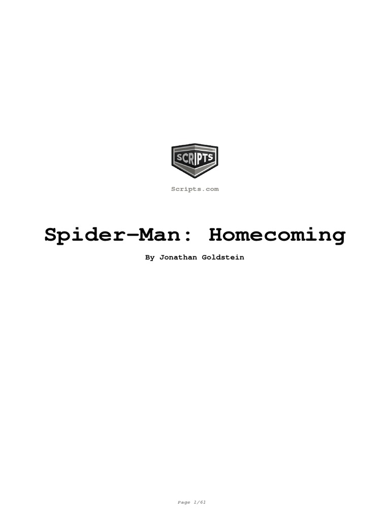 Spider-Man: Homecoming: by Jonathan Goldstein | PDF | Spider Man | Nature