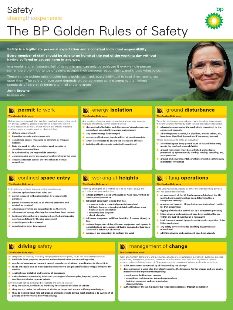 BP Golden Rules of Safety Overview | PDF | Hazards | Vehicles