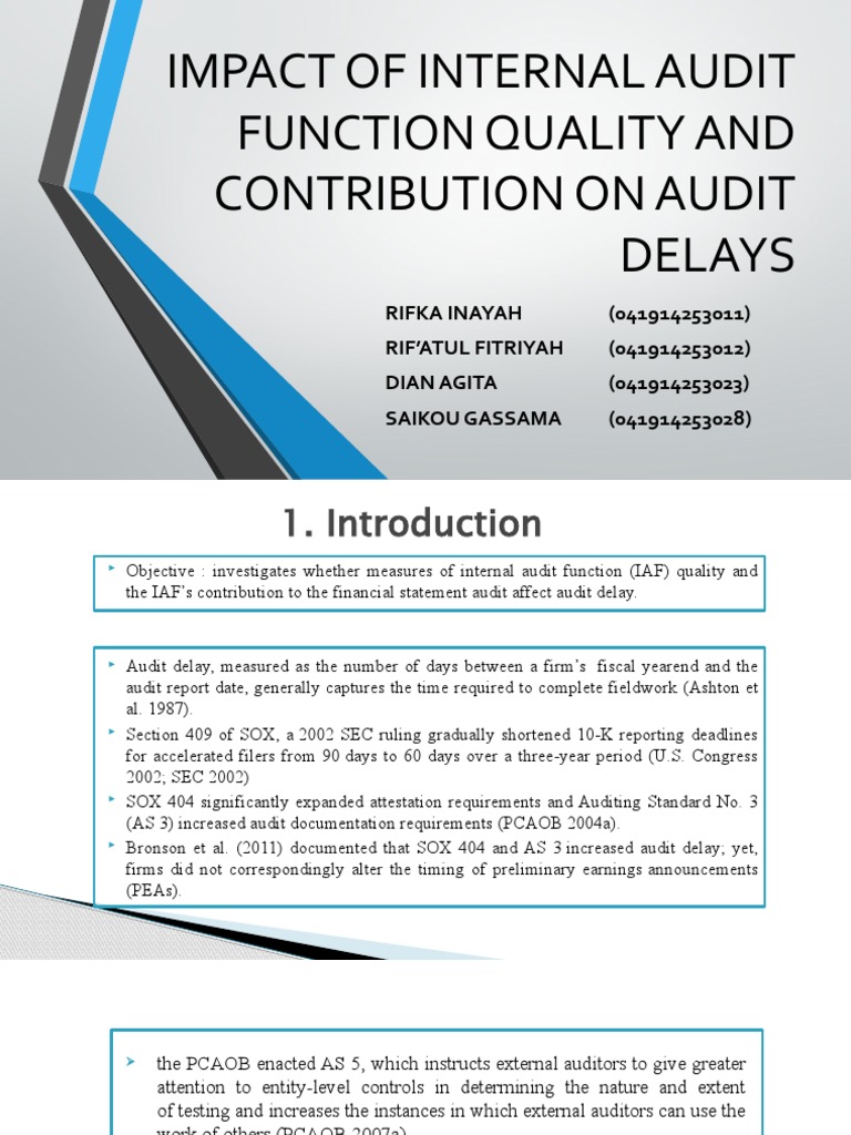 Impact of Internal Audit | PDF | Sarbanes–Oxley Act | Financial Audit