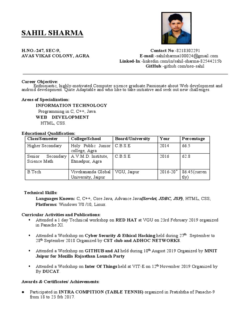 Sahil Resume | PDF | Java (Programming Language) | Software