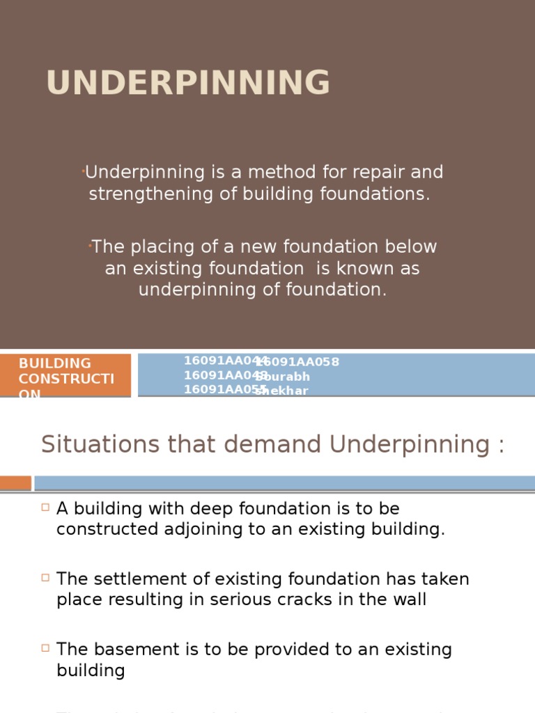 UNDERPINNING | PDF | Deep Foundation | Building Materials
