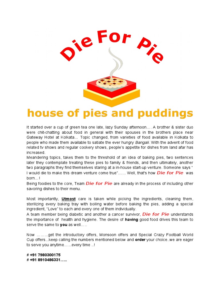 Die for Pie: Kolkata's Gourmet Pies & Puddings | PDF | Lifestyle