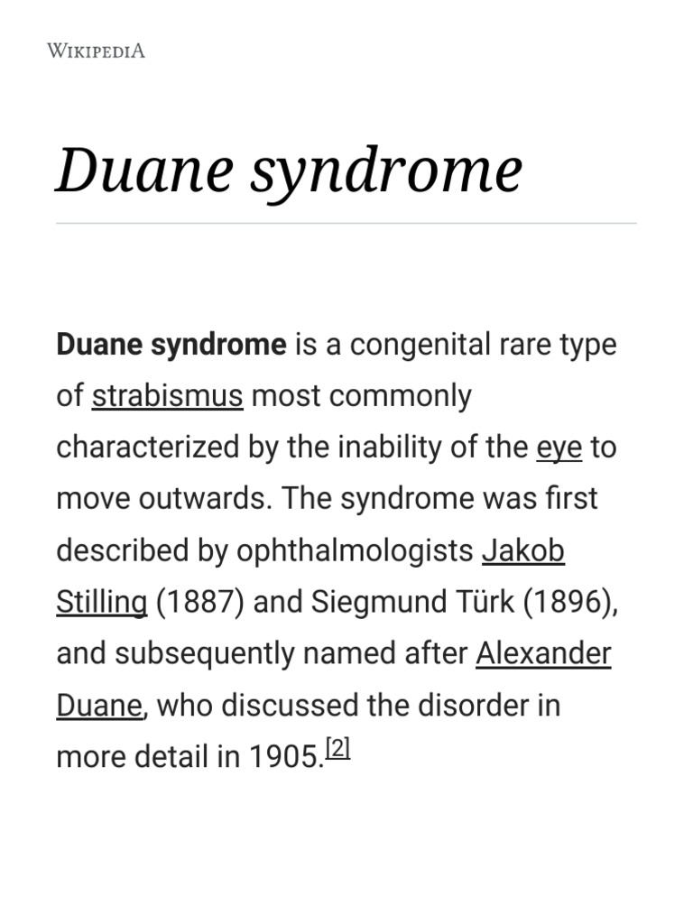 Duane Syndrome | PDF | Vision | Human Anatomy
