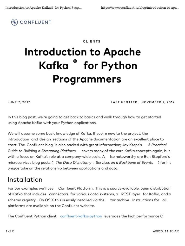 Introduction To Apache Ka Ka For Python Programmers: Installation | PDF ...