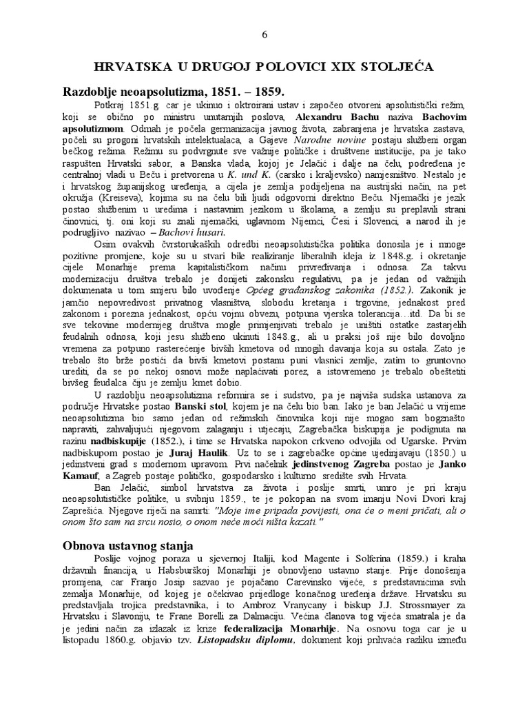 Čitati Hpi LEKCIJA 17 (B) - HRVATSKA U DRUGOJ POLOVICI XIX STOLJECA | PDF