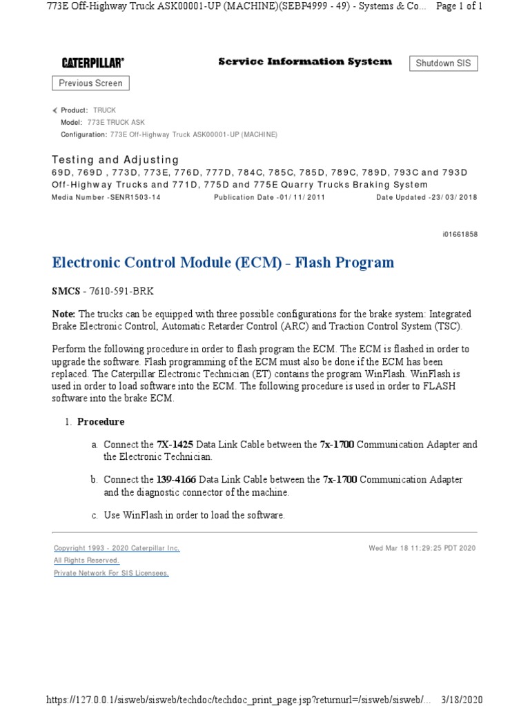 Electronic Control Module (ECM) - Flash Program: Testing and Adjusting ...