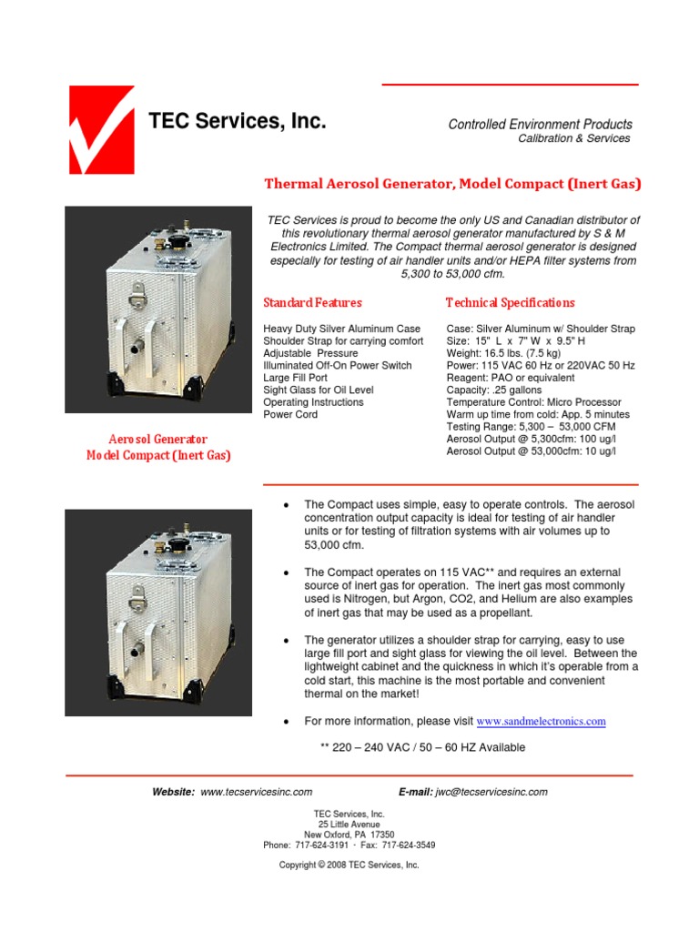 TEC Services, Inc.: Thermal Aerosol Generator, Model Compact (Inert Gas ...