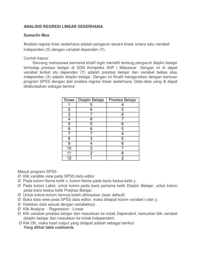 Analisis Regresi Linear Sederhana M67 | PDF