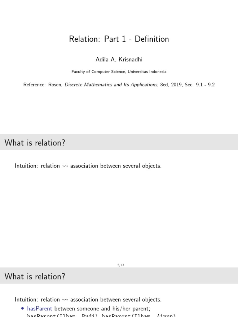 Relations Definition | PDF | Java | Formalism (Deductive)