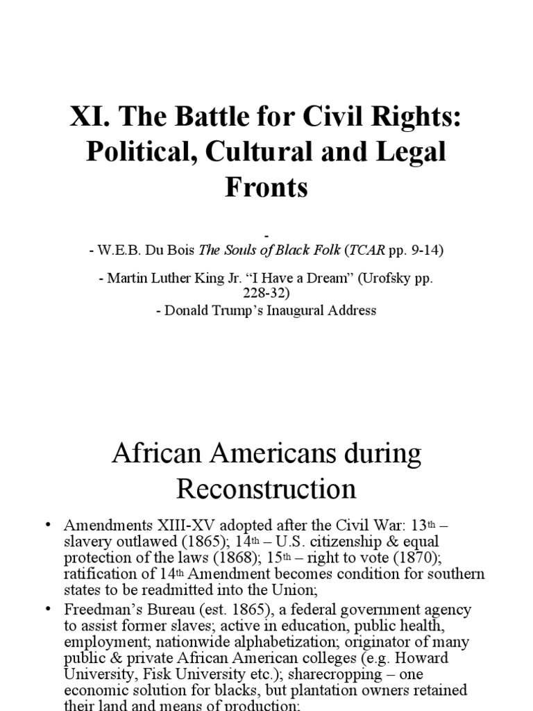 XI. The Battle For Civil Rights: Political, Cultural and Legal Fronts ...