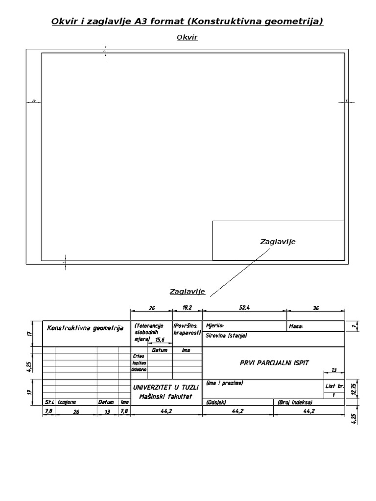 Okvir I Zaglavlje - Konstruktivna Geometrija | PDF