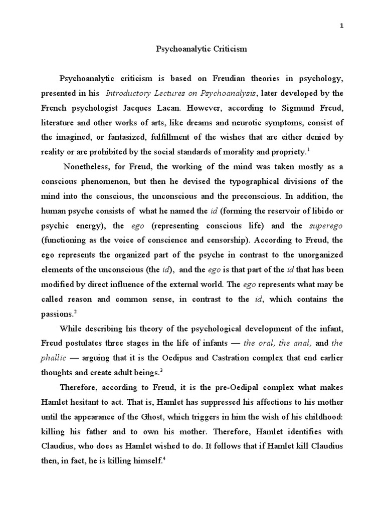 Psychoanalytic Criticism | PDF | Id | Psychoanalysis