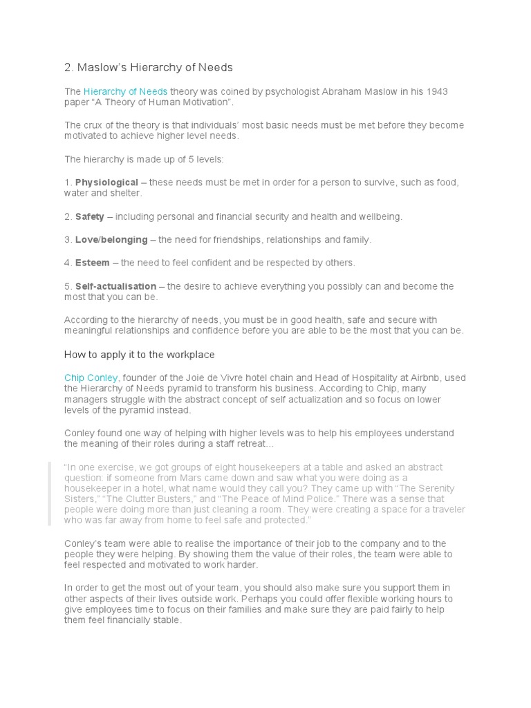 Maslow's Hierarchy of Needs | PDF | Psychological Schools ...