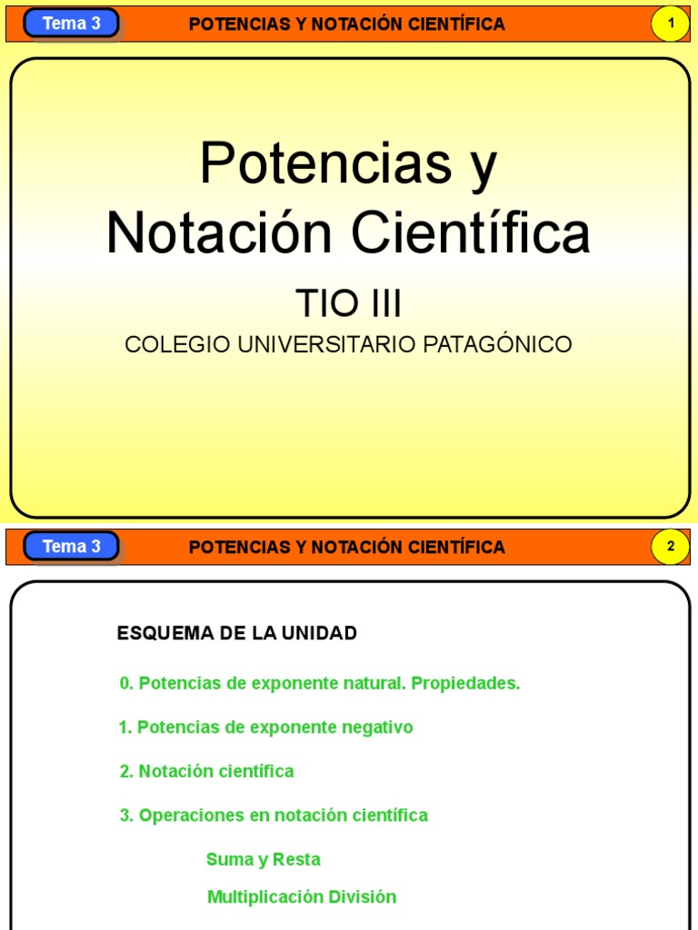 Presentación Potencias y Notación Científica | PDF | Exponenciación | Fracción (Matemáticas)
