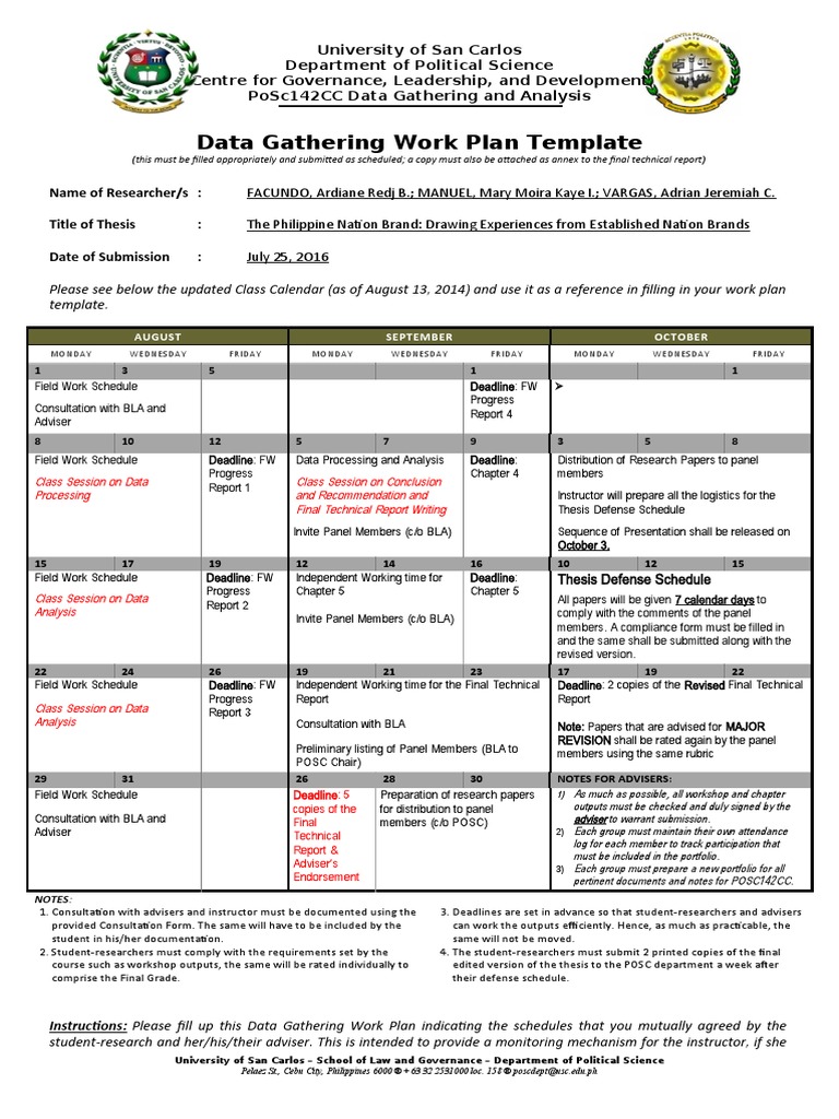 Data Gathering Workplan Template | PDF | Thesis | Business