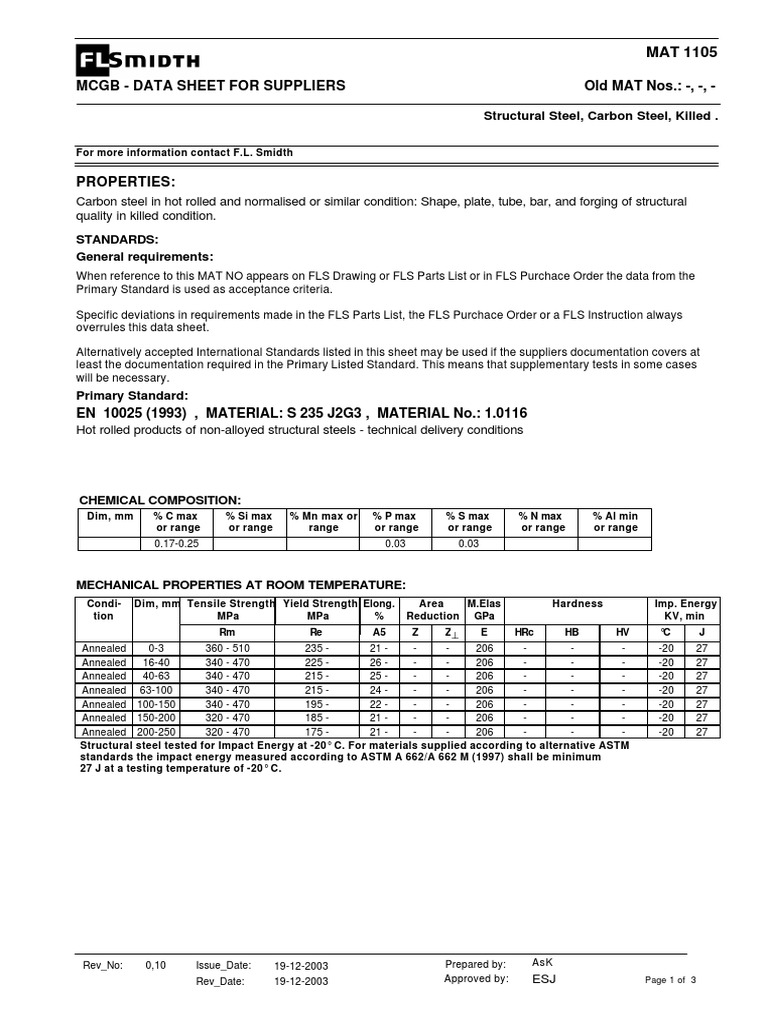 Mat 1105 For Suppliers | PDF | Structural Steel | International ...