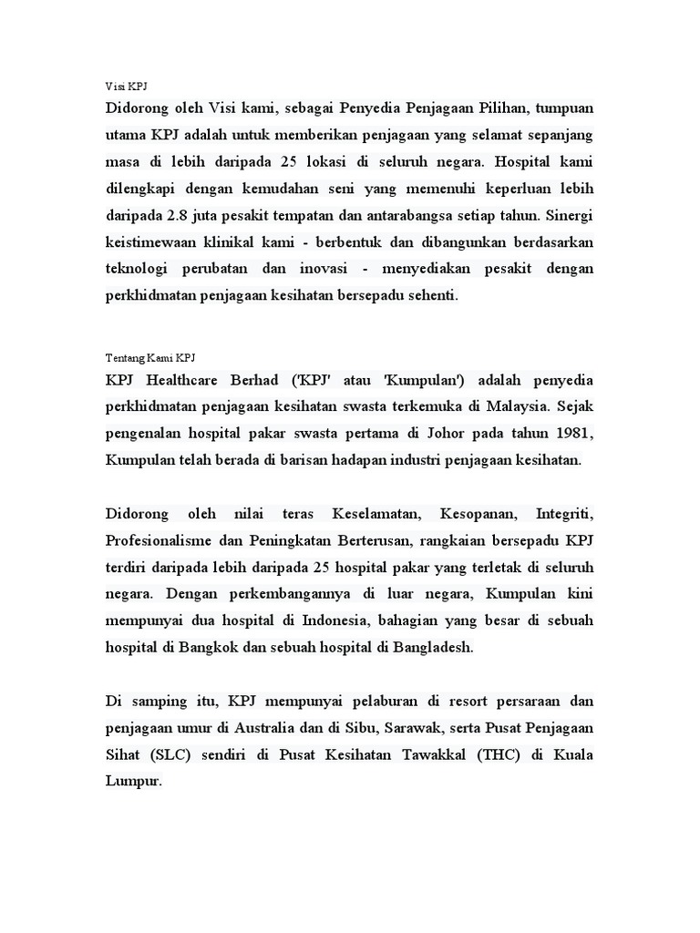 Visi KPJ | PDF