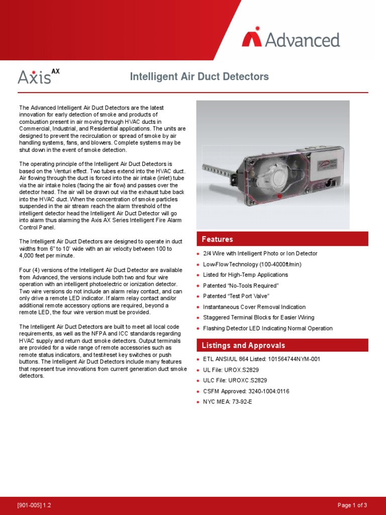 Intelligent Air Duct Detectors: Features | PDF | Building Engineering ...