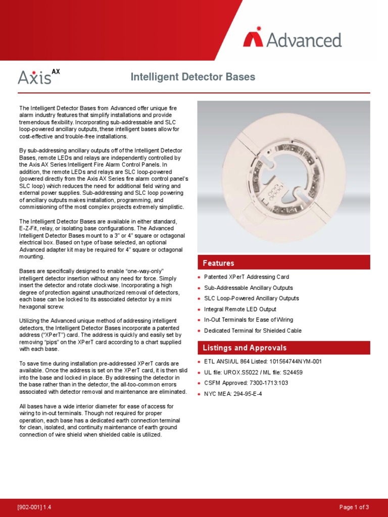 Intelligent Detector Bases: Features | PDF | Relay | Electrical Wiring