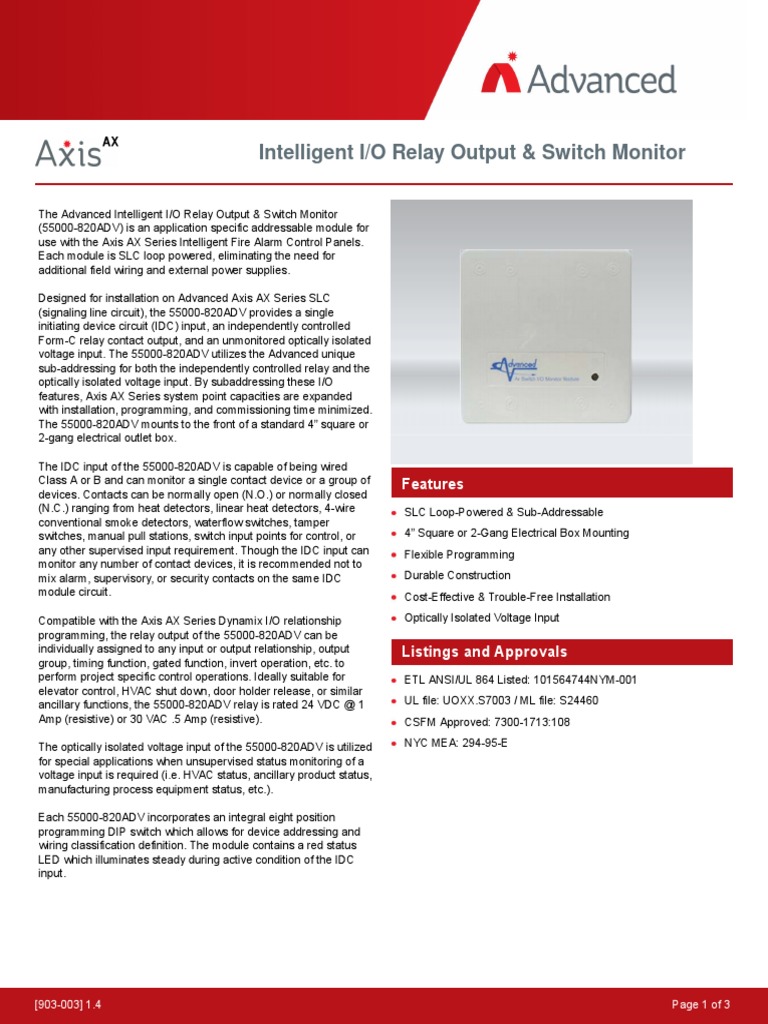 Intelligent I/O Relay Output & Switch Monitor: Features | PDF | Switch ...