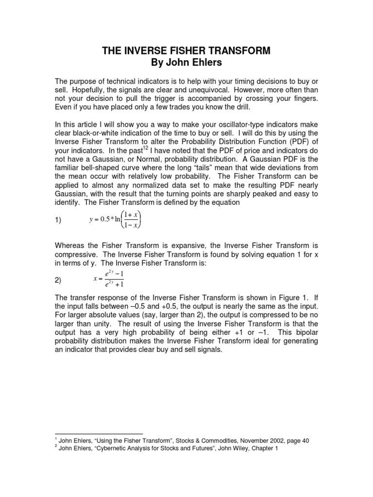 The Inverse Fisher Transform by John Ehlers | PDF | Normal Distribution ...