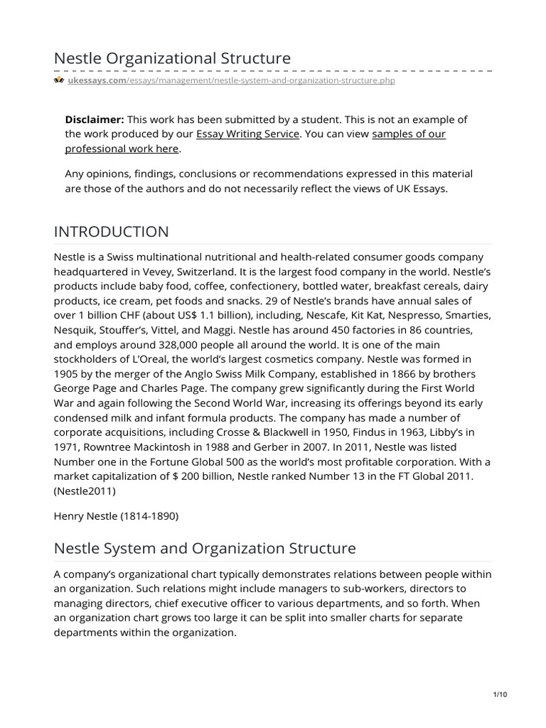 Nestle Organizational Structure PDF | PDF | Nestlé | Business