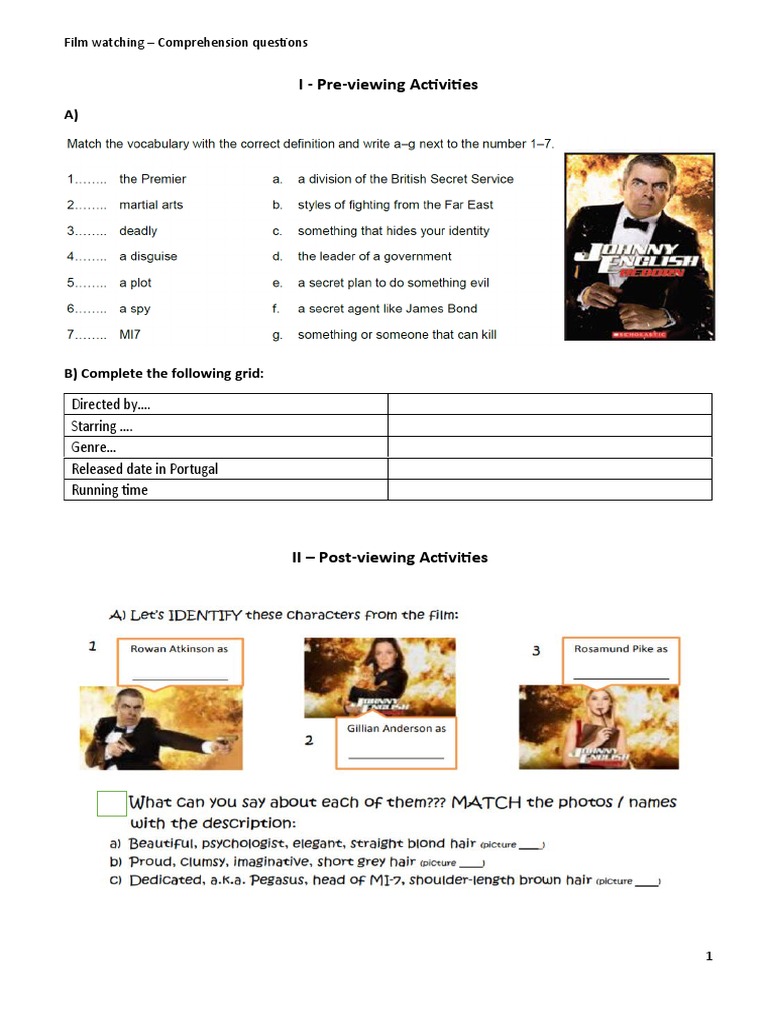 Johnny English Worksheet | PDF