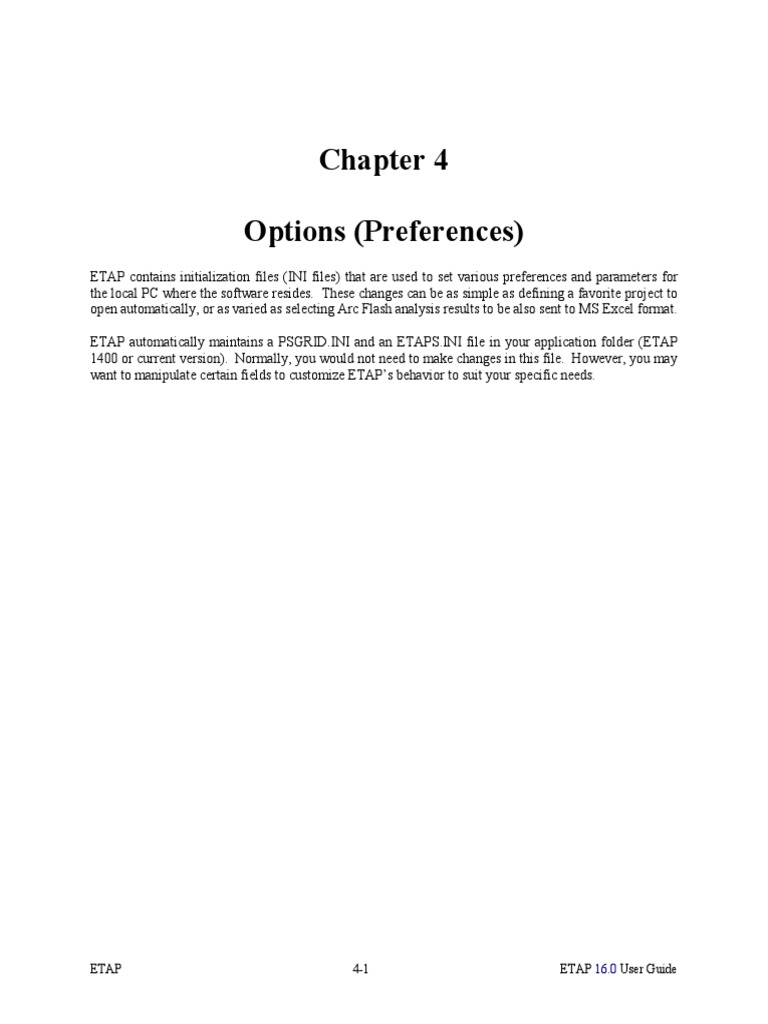 Options (Preferences) : Etap 4-1 Etap User Guide | PDF | Computer File ...