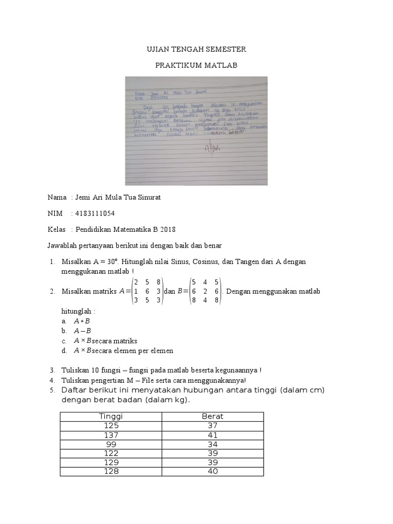 Soal Uts Praktikum Matlab | PDF