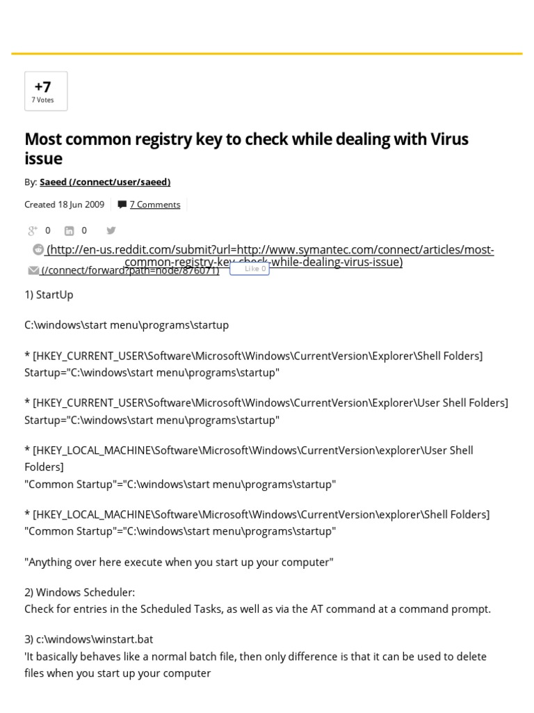 Most Common Registry Key To Check While Dealing With Virus Issue ...