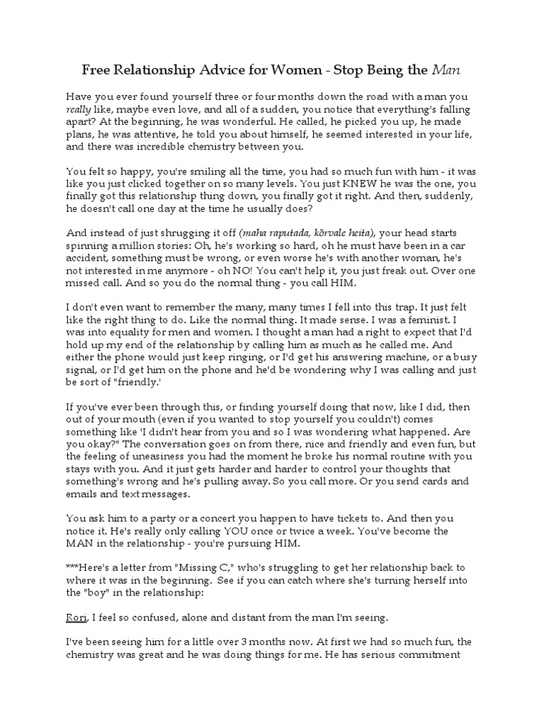 Free Relationship Advice For Women | PDF