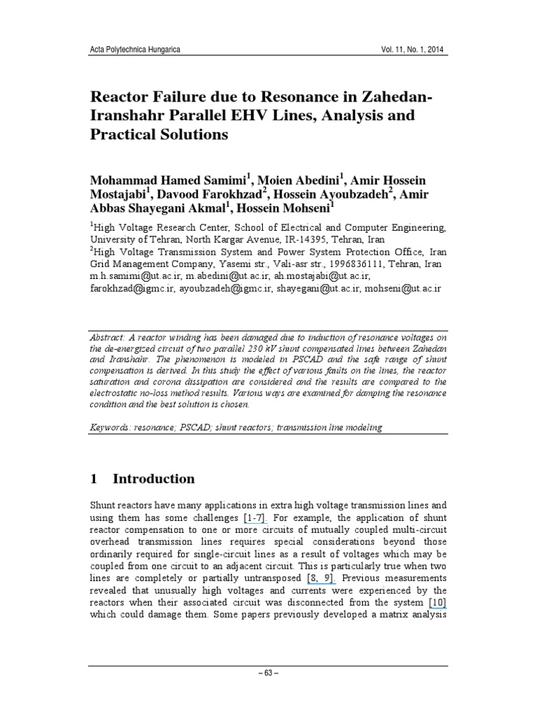 Reactor Failure Due To Resonance in Zahe | Download Free PDF | Inductor ...