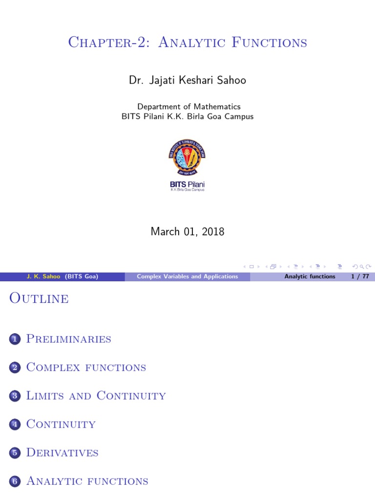 Chapter-2 Analytic Functions | PDF | Complex Analysis | Complex Number