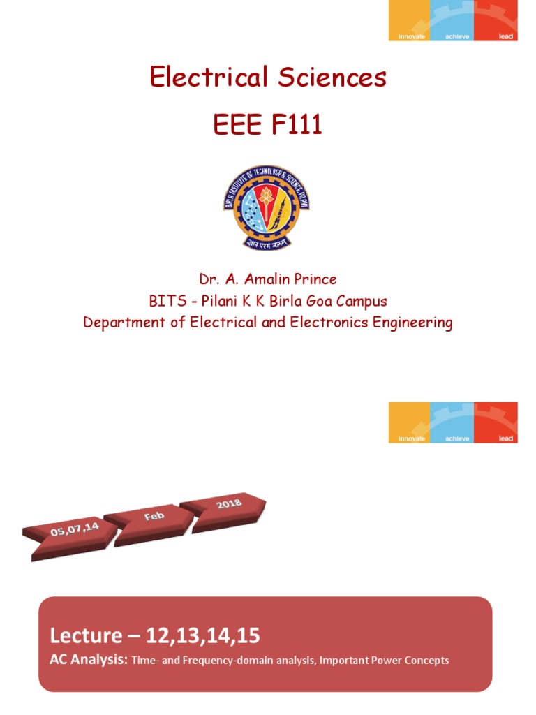 Electrical Sciences EEE F111 | PDF | Root Mean Square | Electrical Impedance