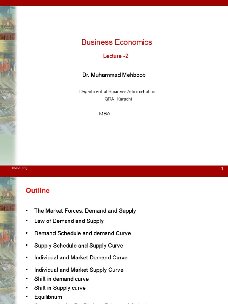 Business Economics: Lecture - 2 | PDF | Supply (Economics) | Demand