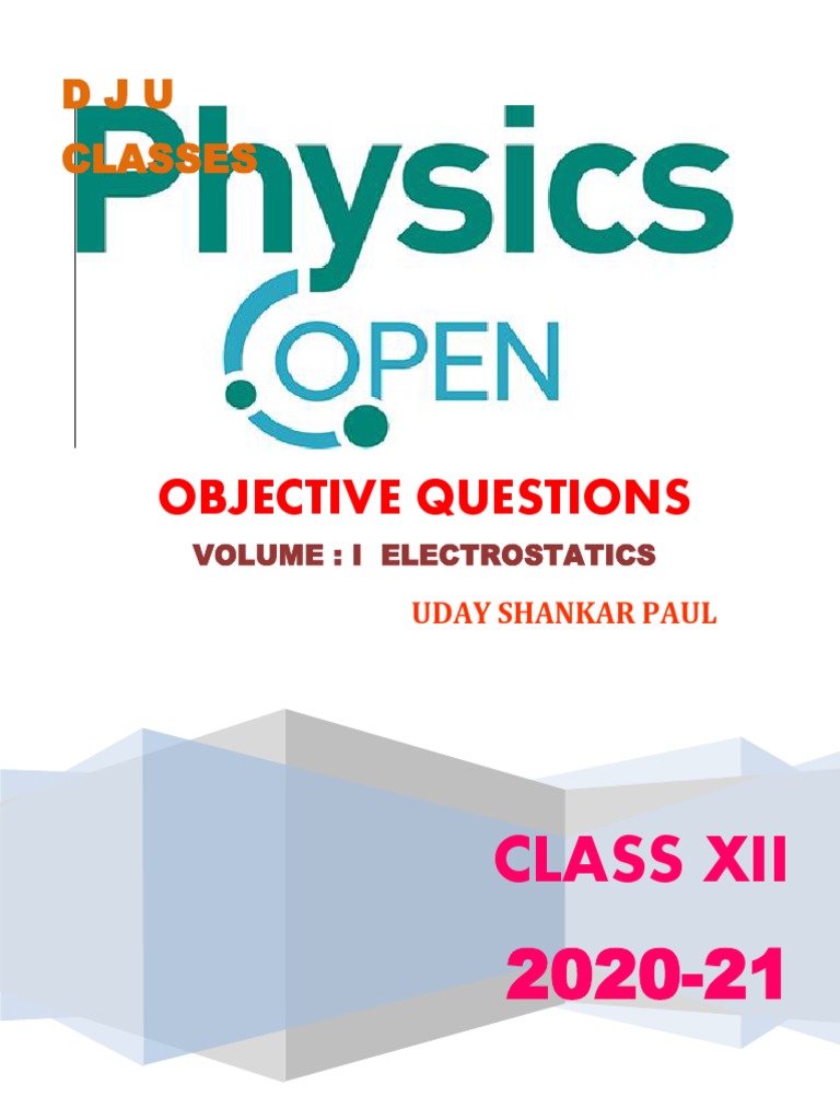 Mcq-Chp-1-Electrostatics Class 12 | PDF | Electric Field | Electric Charge
